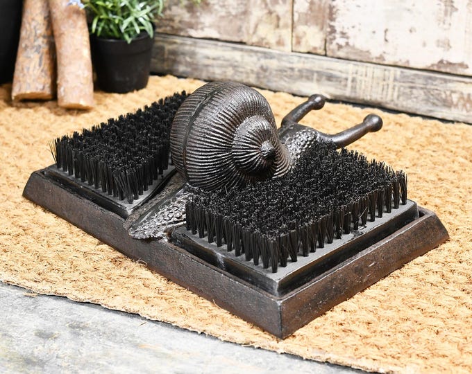 Rustic Cast Iron Snail Boot Brush and Jack, Boot Accessories, Muddy ...