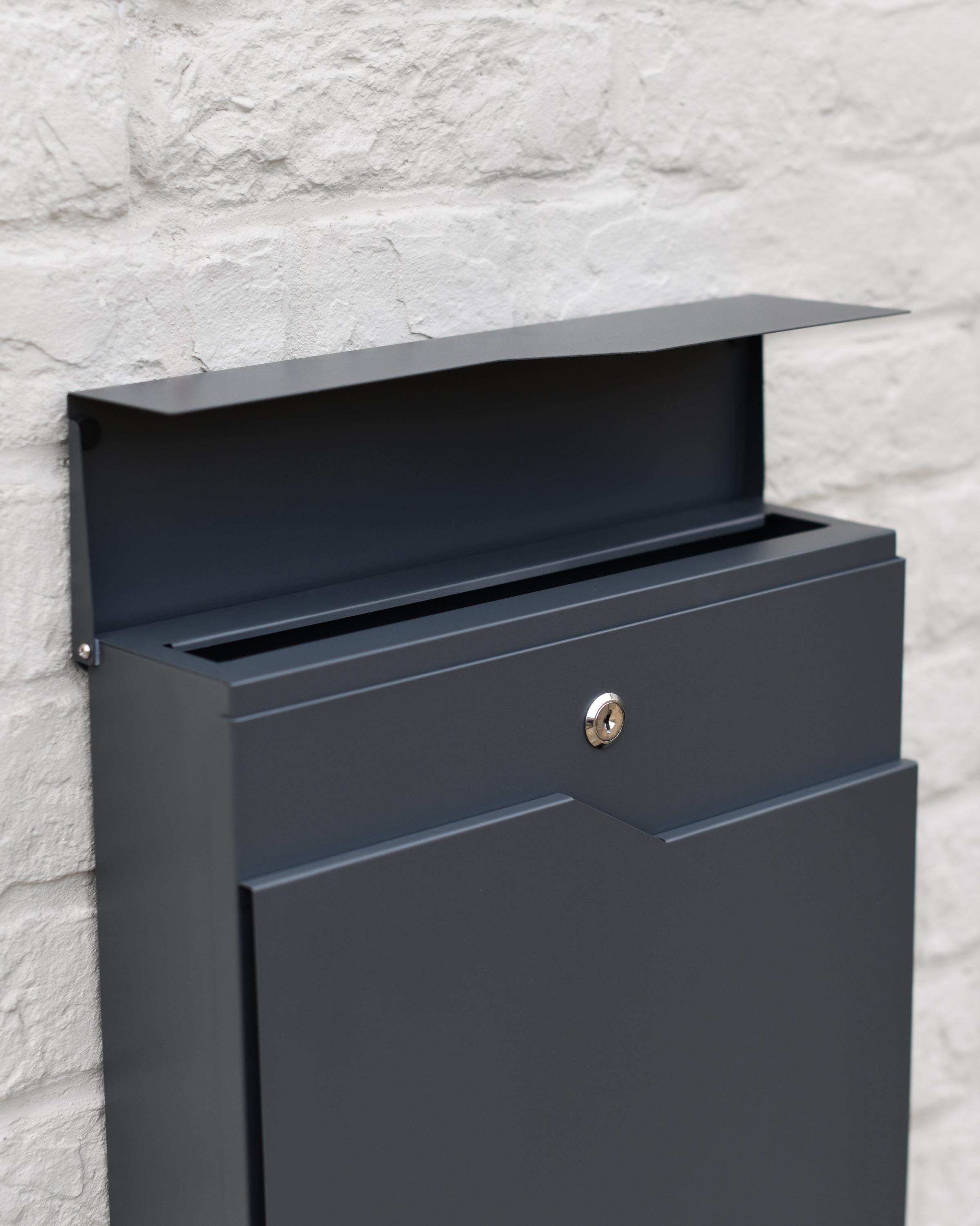 Personalised Contemporary Grey Metal Post Box VERSION 1, Lockable ...