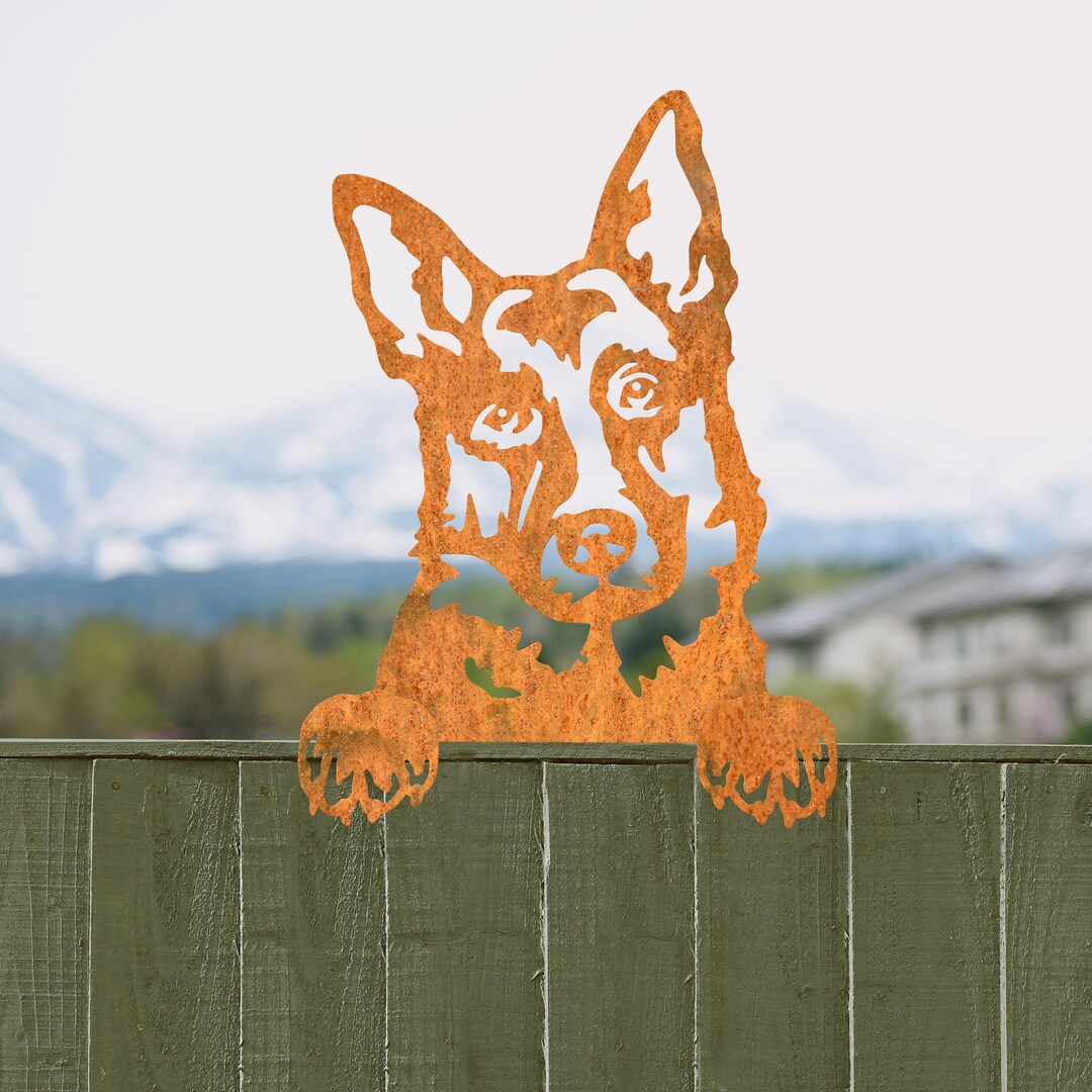 Rustic German Shepherd Leaning Fence Topper/Dog Owners and Dog Lovers ...