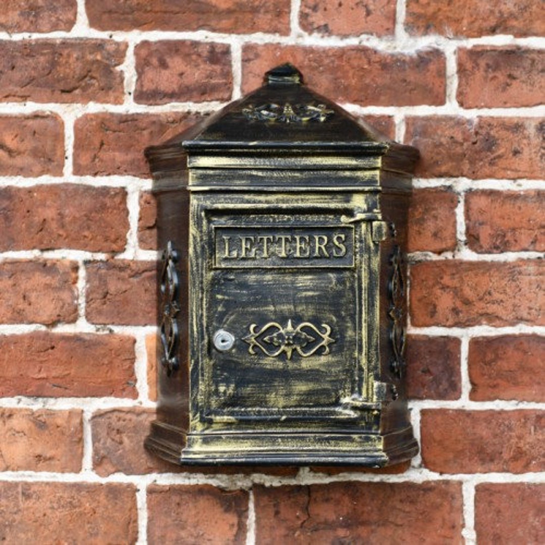 Rustic Post Box in Antique Bronze With Lock and 2 Keys/ Beautiful ...