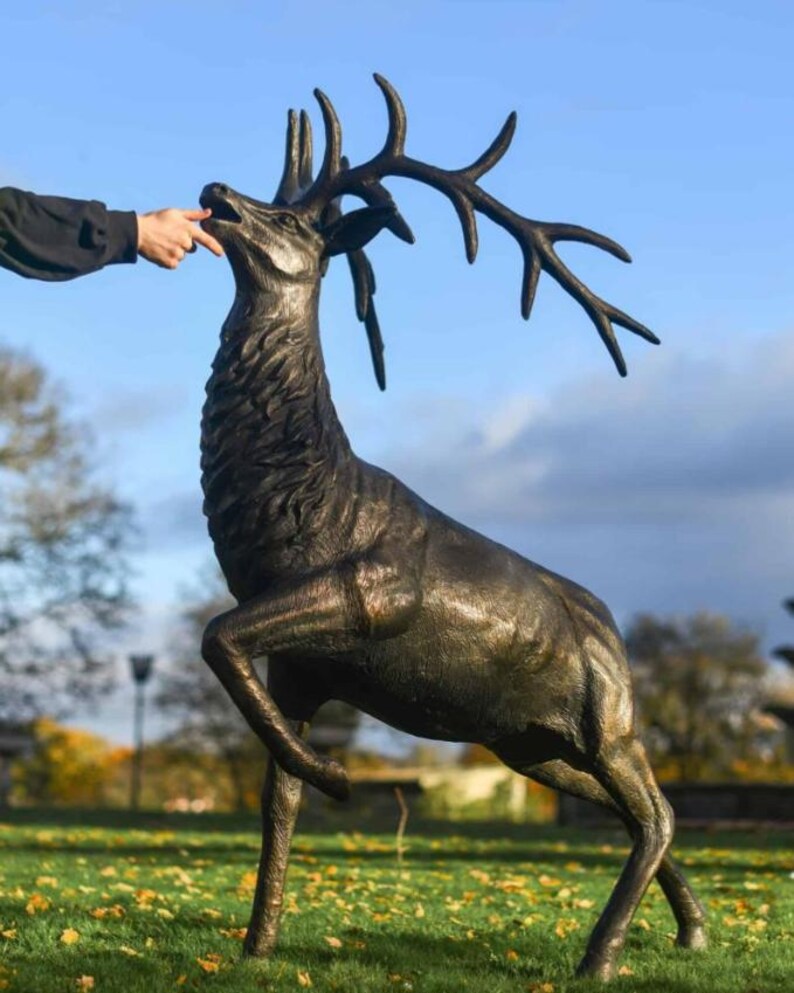 Cast Aluminum Stag Sculpture, Antique Bronze Finish, Large Statement ...