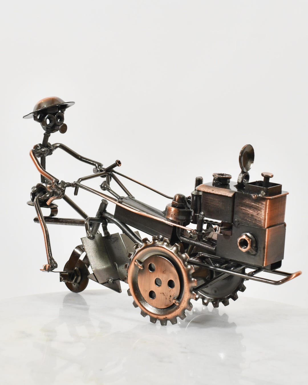 Scrap Metal Traditional Pulley Tractor Art Sculpture, Recycled Metal ...