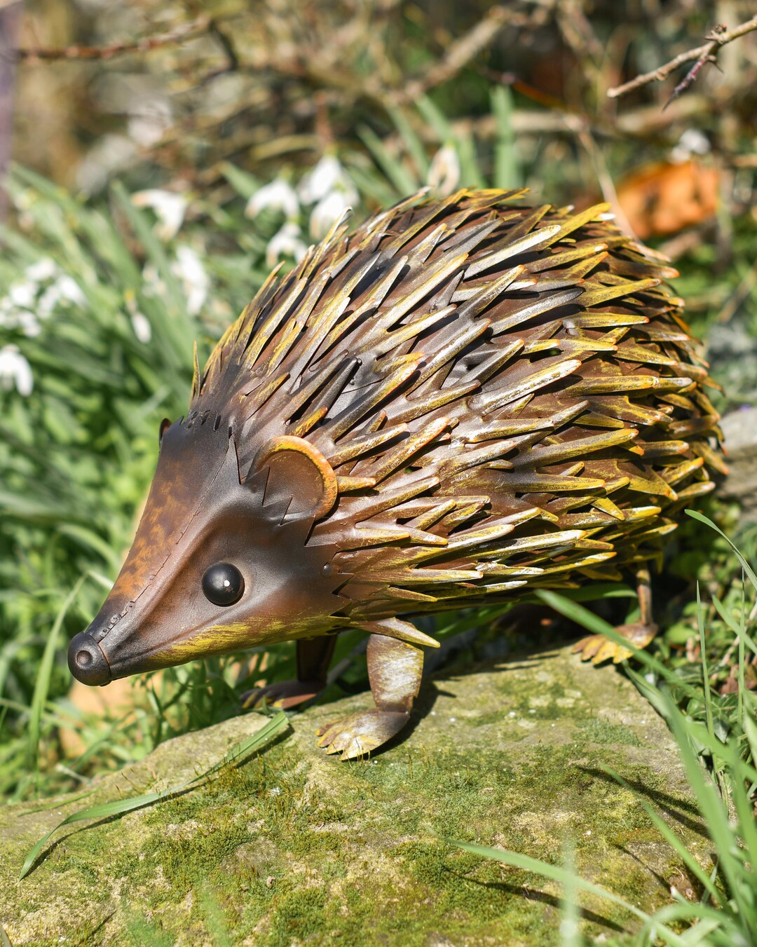 Hand-painted Metal Hedgehog Garden Sculpture, Wildlife Garden Ornament ...