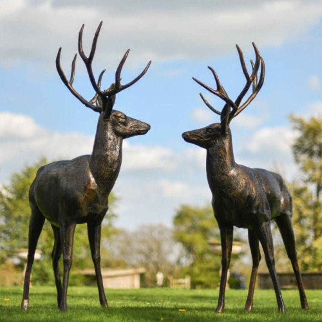 Hand Crafted Cast Aluminium Life Size Deer Sculpture - Single or Pair ...