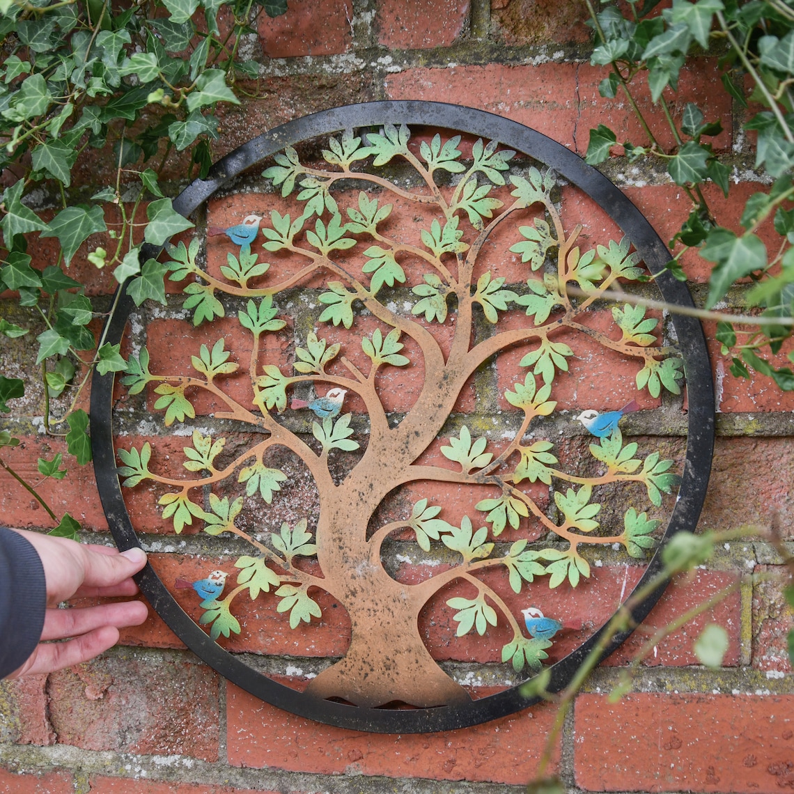 Rustic Steel Tree of Life Wall Art: Garden Birds Decor - Available in 2 ...