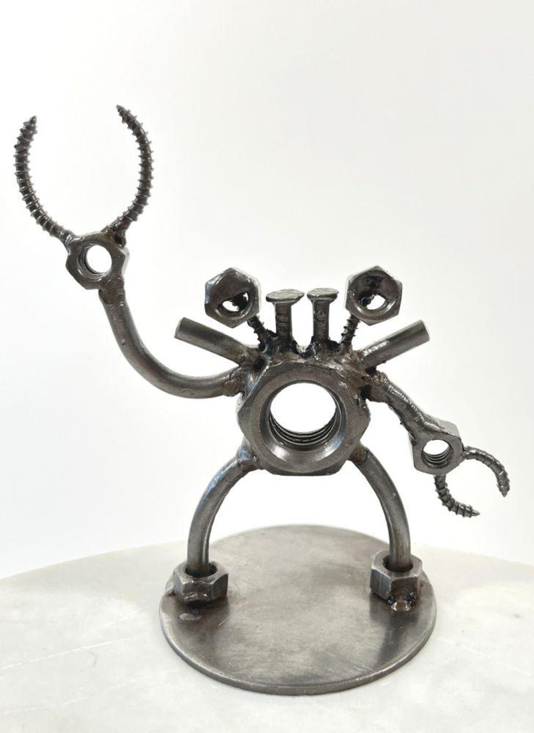 Scrap Metal Crab Mini Sculpture, Metal Art Object, Recycled Metal Gift, Steampunk Rustic Mini ...
