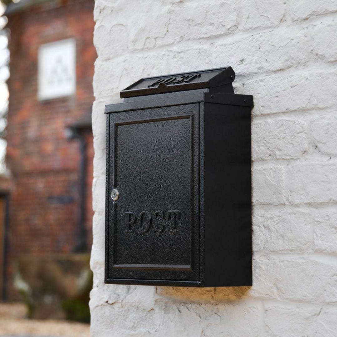 Black Wall Mounted Post Box, Personalisation Available, Mail Box ...