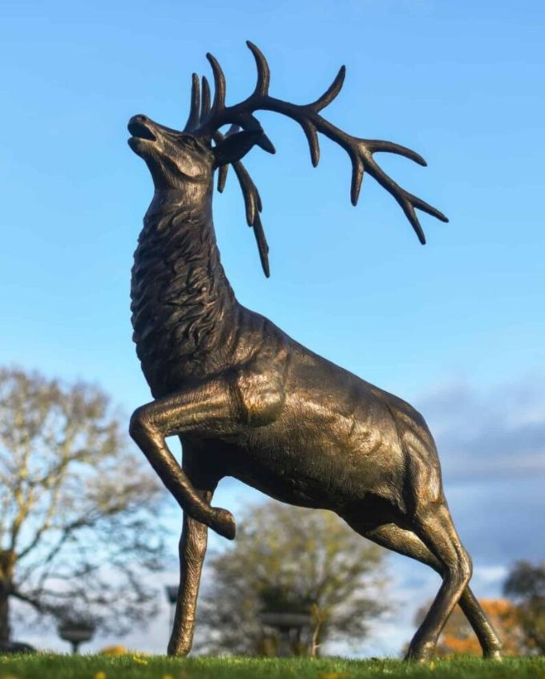 Cast Aluminum Stag Sculpture, Antique Bronze Finish, Large Statement ...