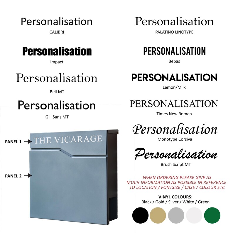 Personalised Contemporary Grey Metal Post Box VERSION 1, Lockable ...