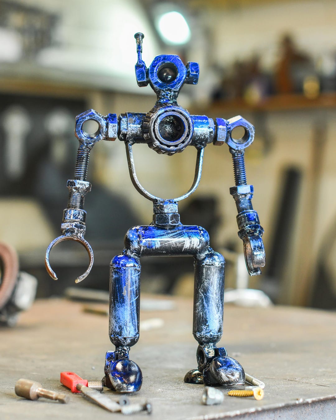 Handcrafted Upcycled Scrap Metal Robot Sculptures/metalwork, Kids ...