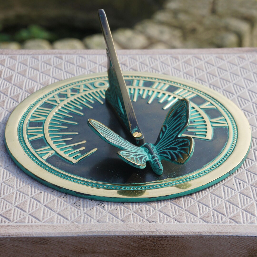 Verdigris Butterfly Sundial, Garden Decoration, Garden Ornament ...