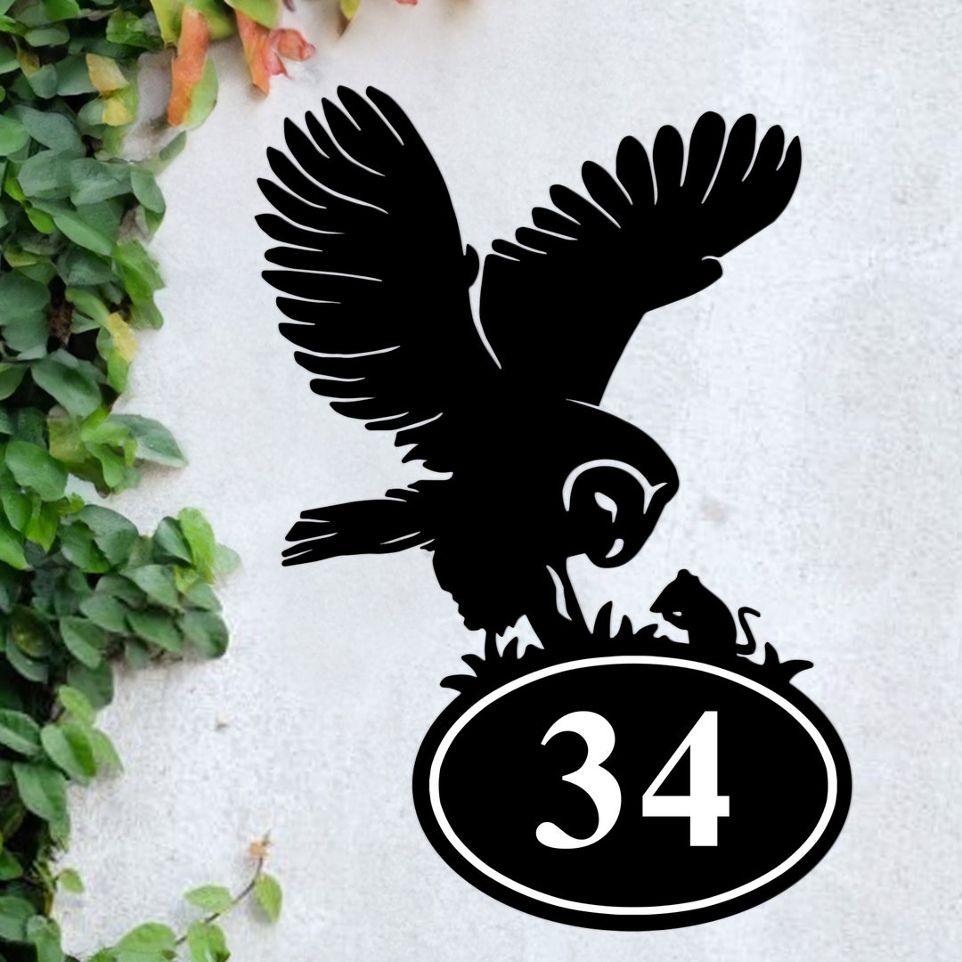Personalised Barn Owl House Name Sign/bespoke Metal Artwork House Name ...