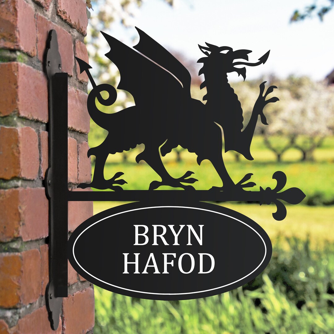Welsh Dragon Iron Bracketed House Name Sign/ Wales, Welsh Home ...