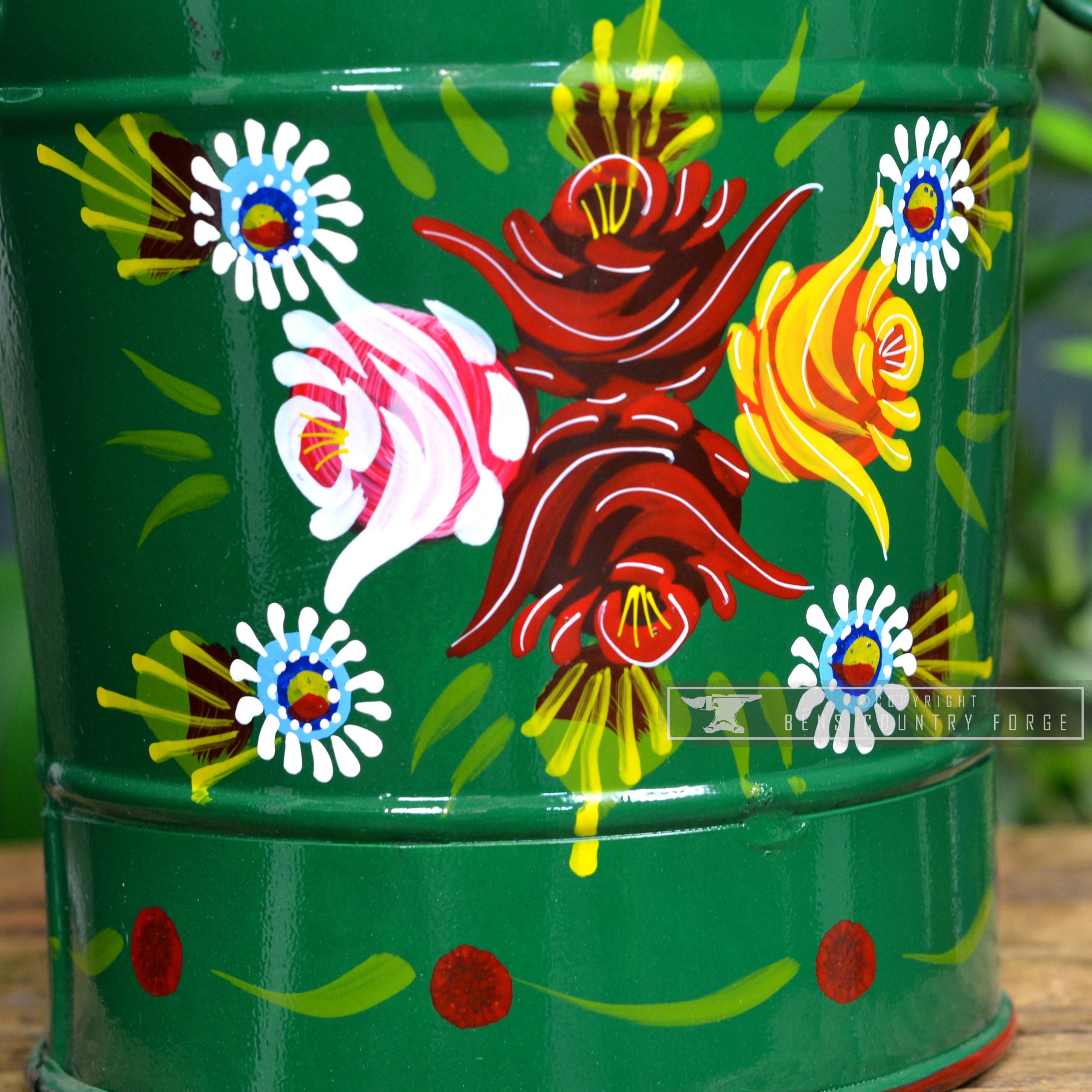 Floral Medium Green Narrowboat Hand Painted Bucket/ - Etsy UK