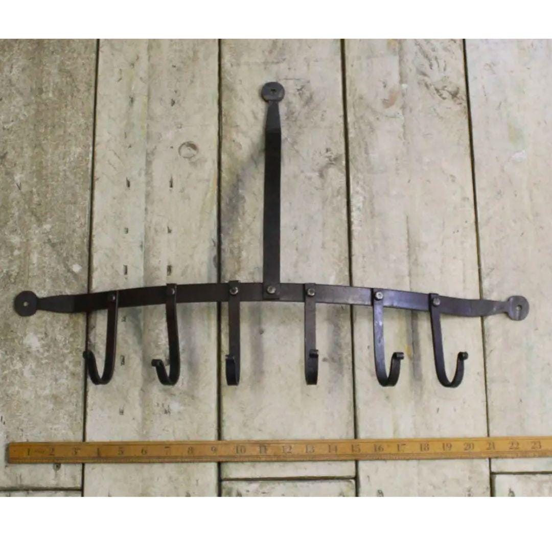 Hand Forged Iron Hook Rack, Multi Purpose Hook Rack, Pot & Pan Hook ...