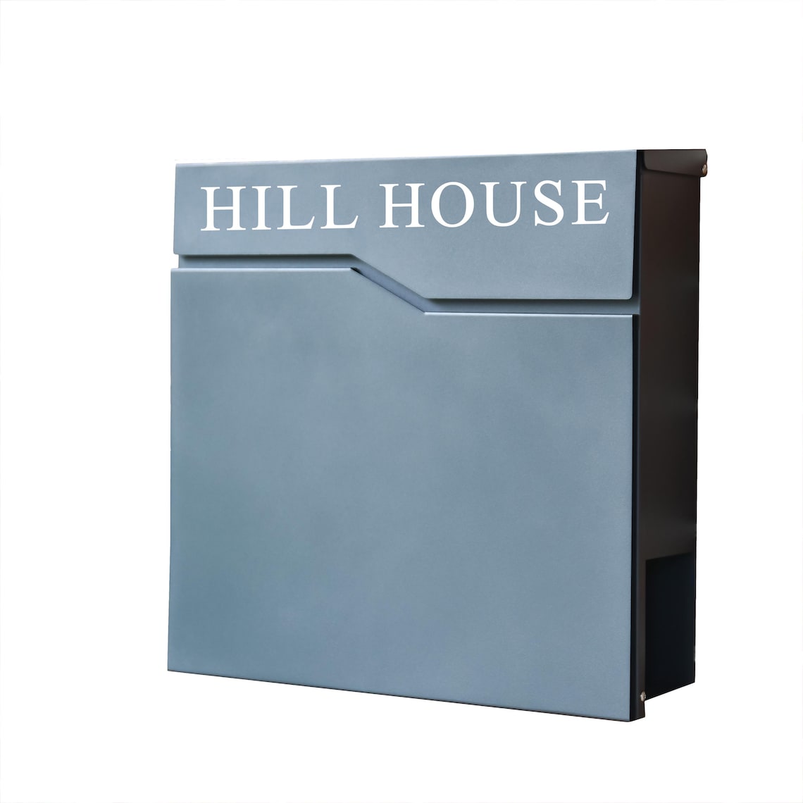 Personalised Contemporary Grey Metal Post Box VERSION 1, Lockable ...