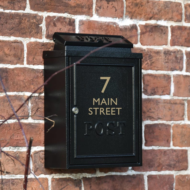 Black Wall Mounted Secure Post Box: Personalisation Available - Etsy UK