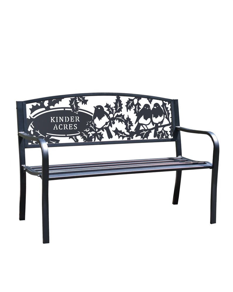 PERSONALISED Robin Design Iron Bench/bird Watchers, Bird Lovers, Bench ...
