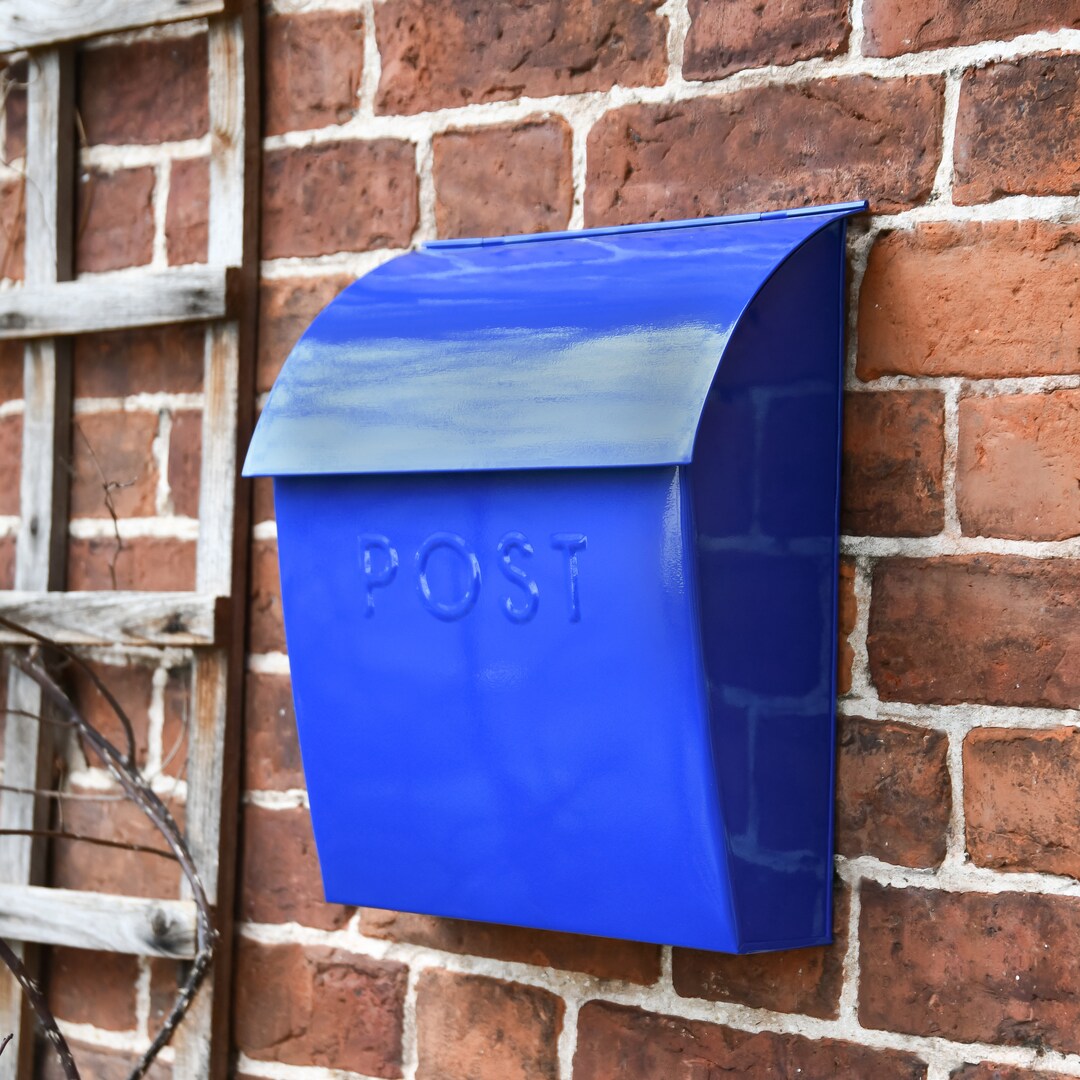 Sapphire Blue Contemporary Post Box/ Lockable Post Box With 2 Keys ...