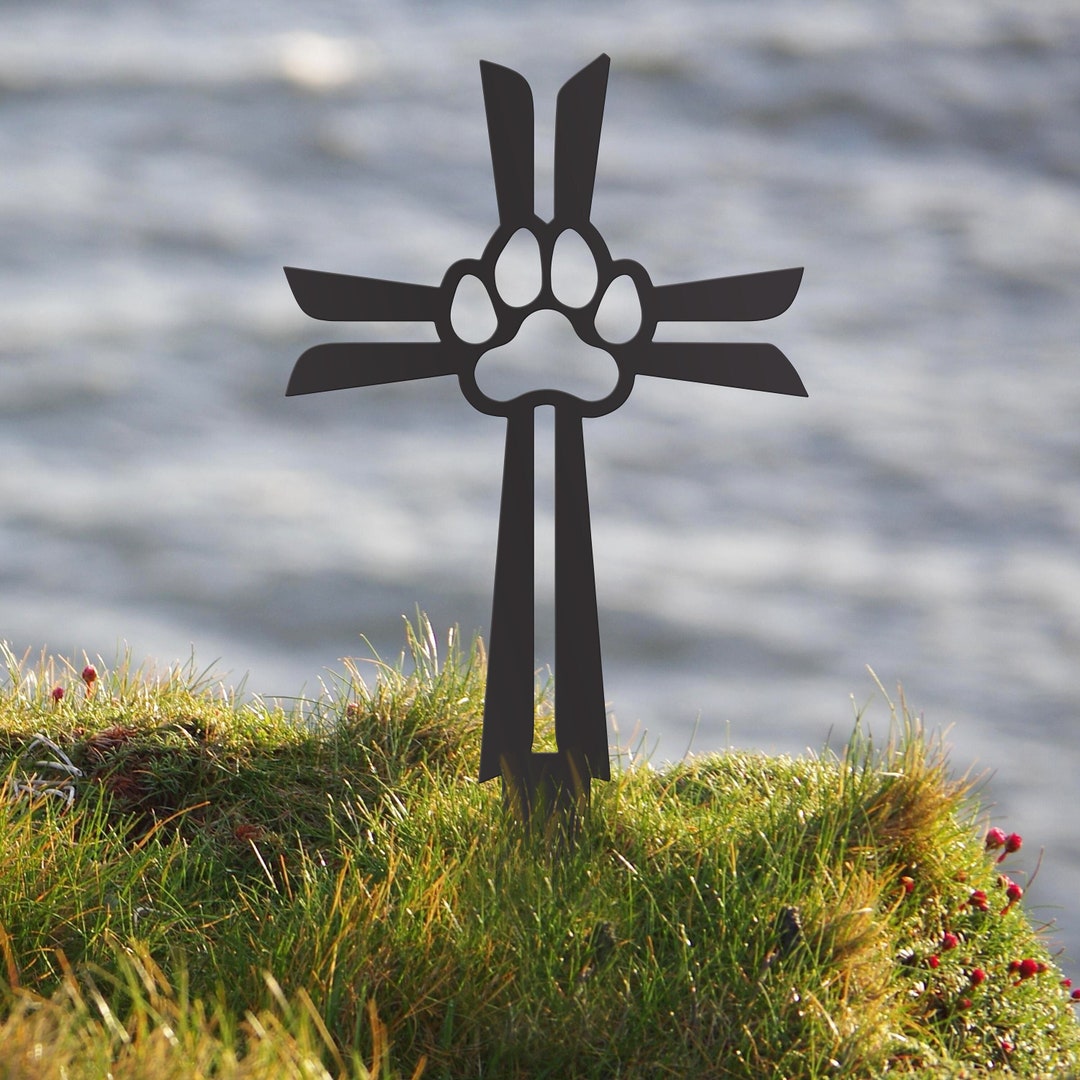 Paw Print Cross Grave Marker/ Pets RIP, Family, Loss of Pet, Animals ...
