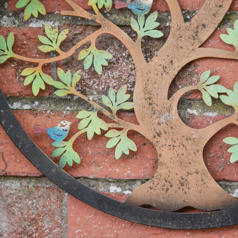 Rustic Steel Tree of Life Wall Art: Garden Birds Decor - Available in 2 ...