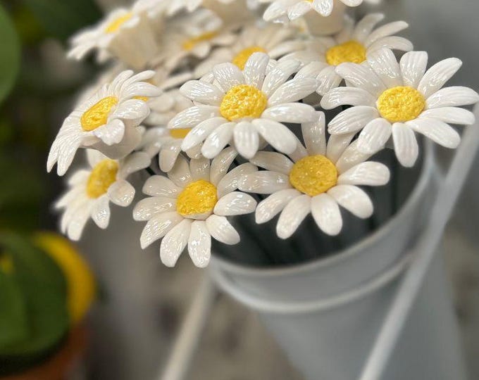 Ceramic Daisy, Daisy Clay, Daisy Gift, Daisy Pottery, White Daisies ...
