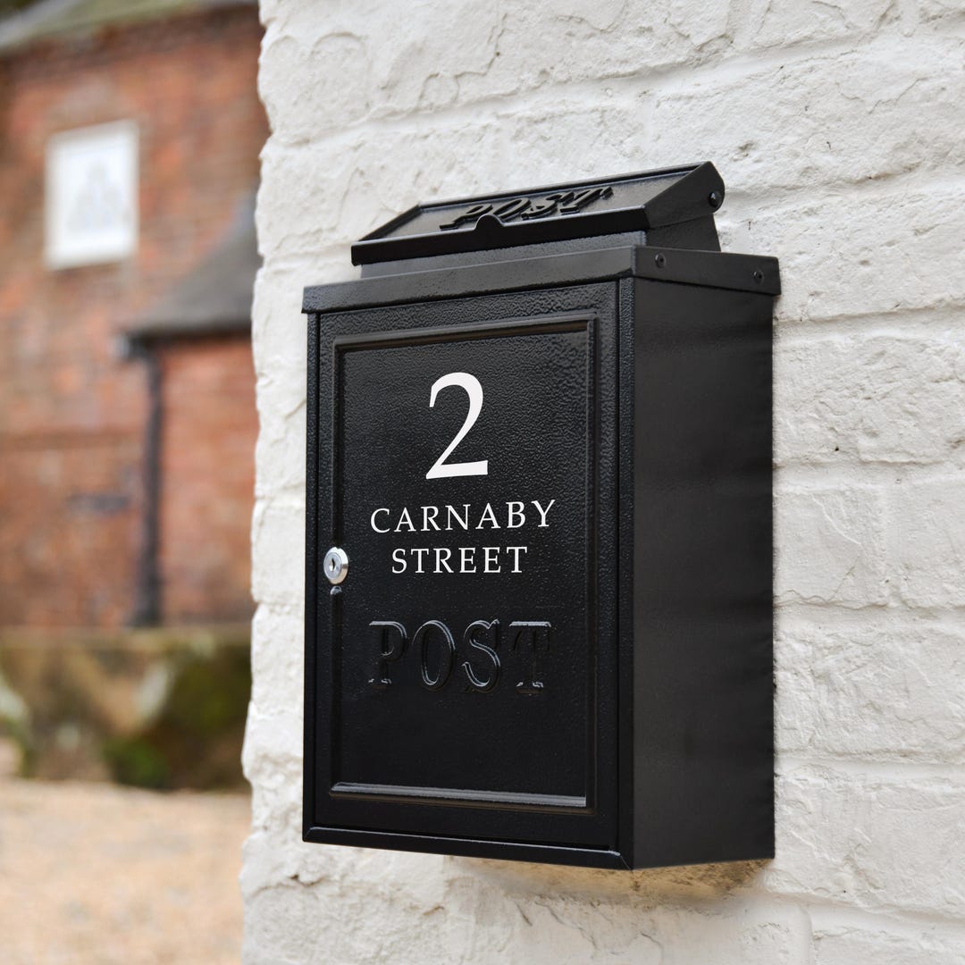 Black Wall Mounted Secure Post Box: Personalisation Available - Etsy UK