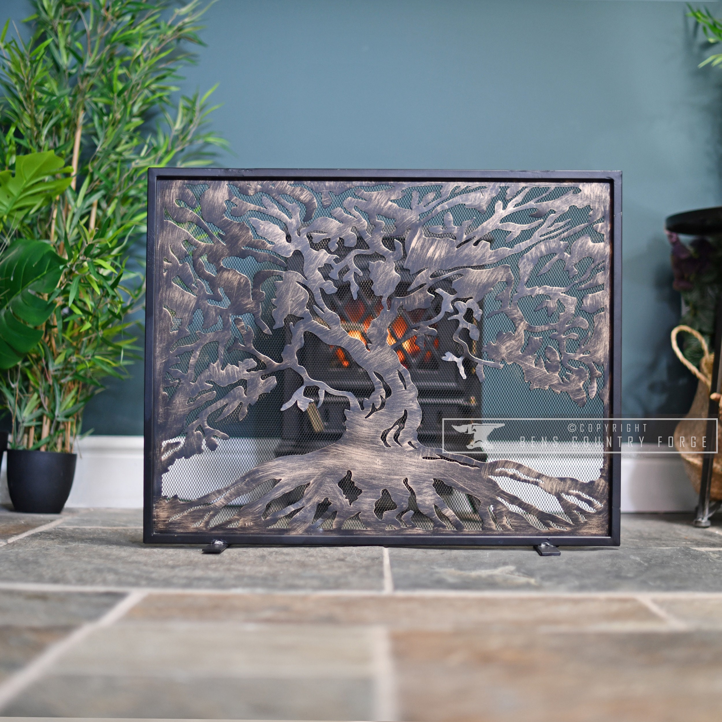 Rustic Tree Design Single Pane Fire Guard/ Tree of Life/ | Etsy UK