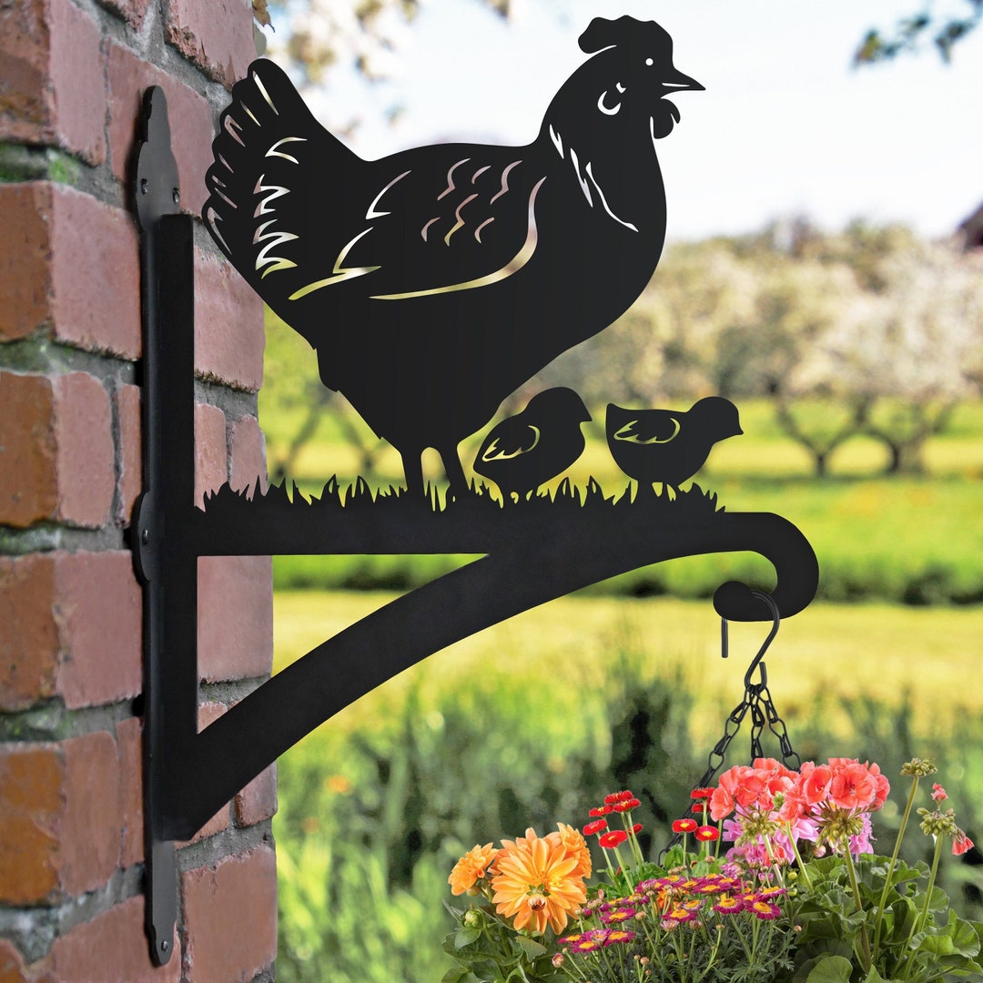 Hen and Chicks Hanging Basket Bracket/ Hanging Basket/ Garden Hanging ...