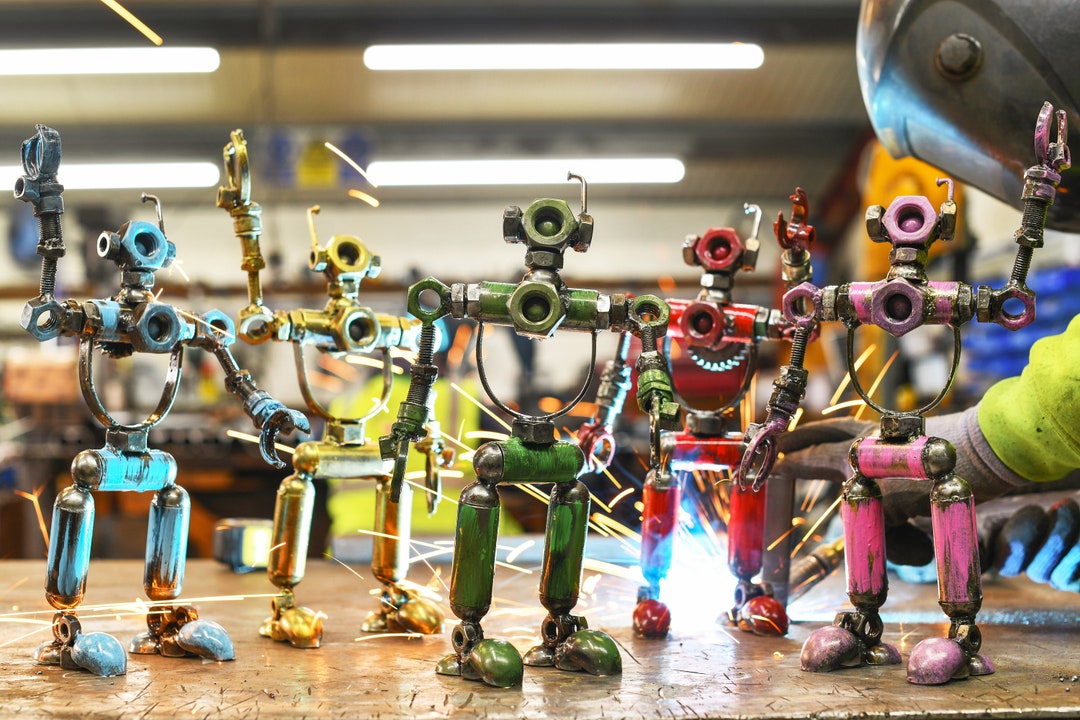 Handcrafted Upcycled Scrap Metal Robot Sculptures/metalwork, Kids ...
