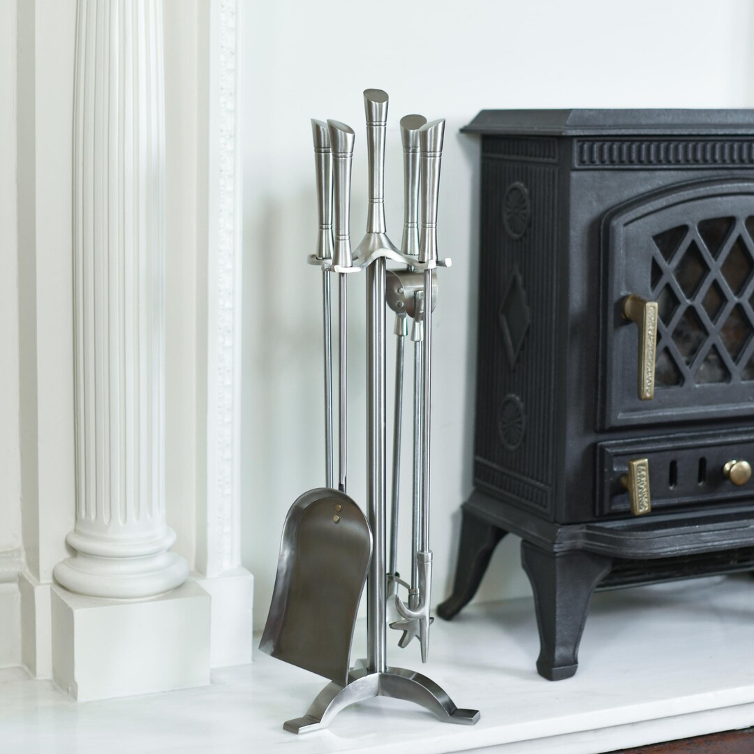 Contemporary Pewter Fireplace Tools Set - 61cm - Etsy