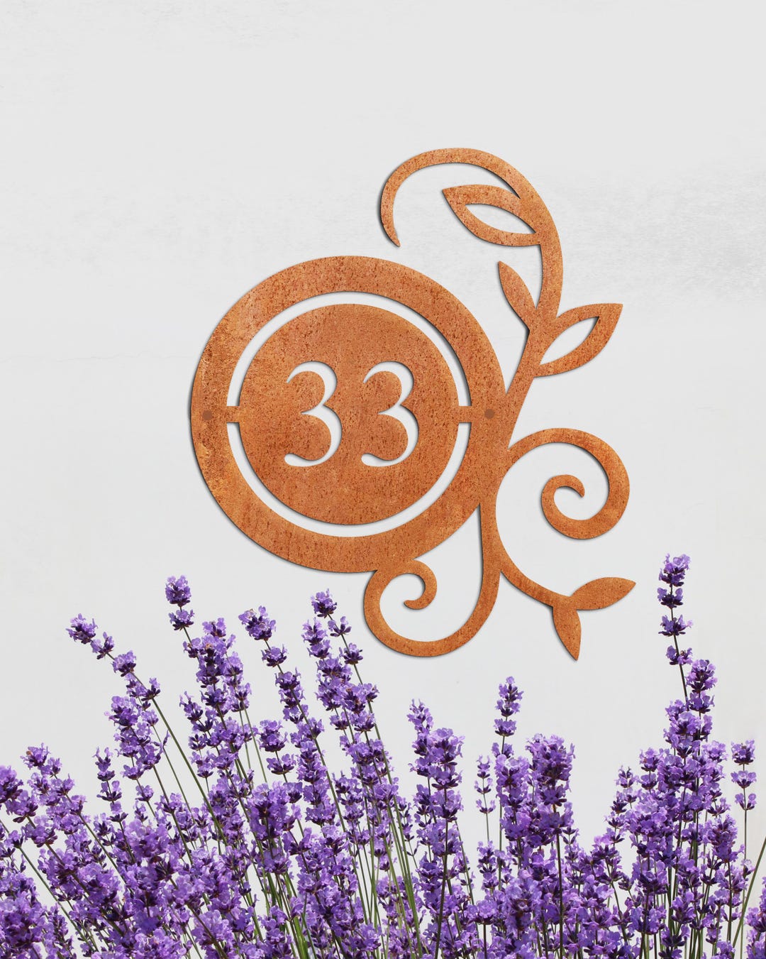 Personalised Rustic Floral House Number Sign, Robust Steel Bespoke Sign ...