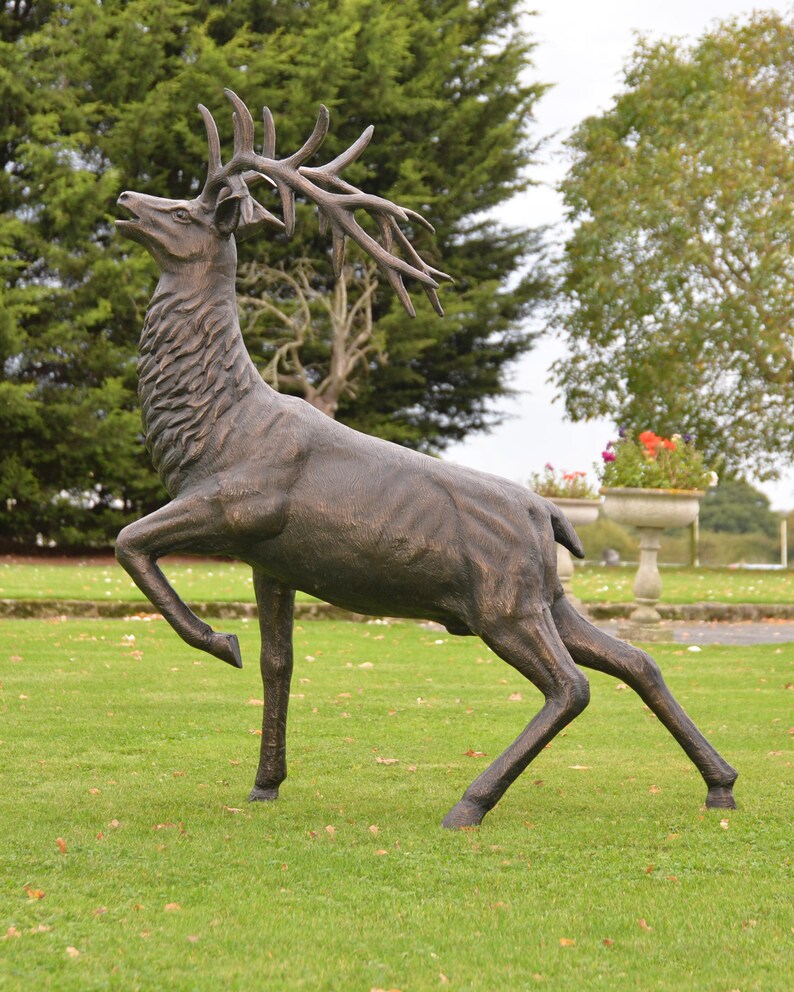 Cast Aluminum Stag Sculpture, Antique Bronze Finish, Large Statement ...