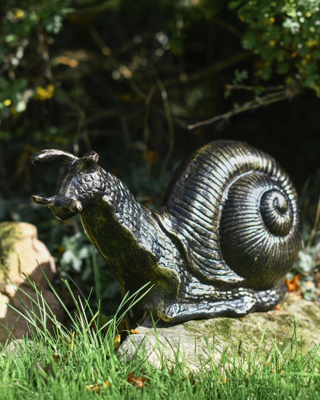 Antique Black & Gold Snail Garden Sculpture, Aluminium Giant Snail ...