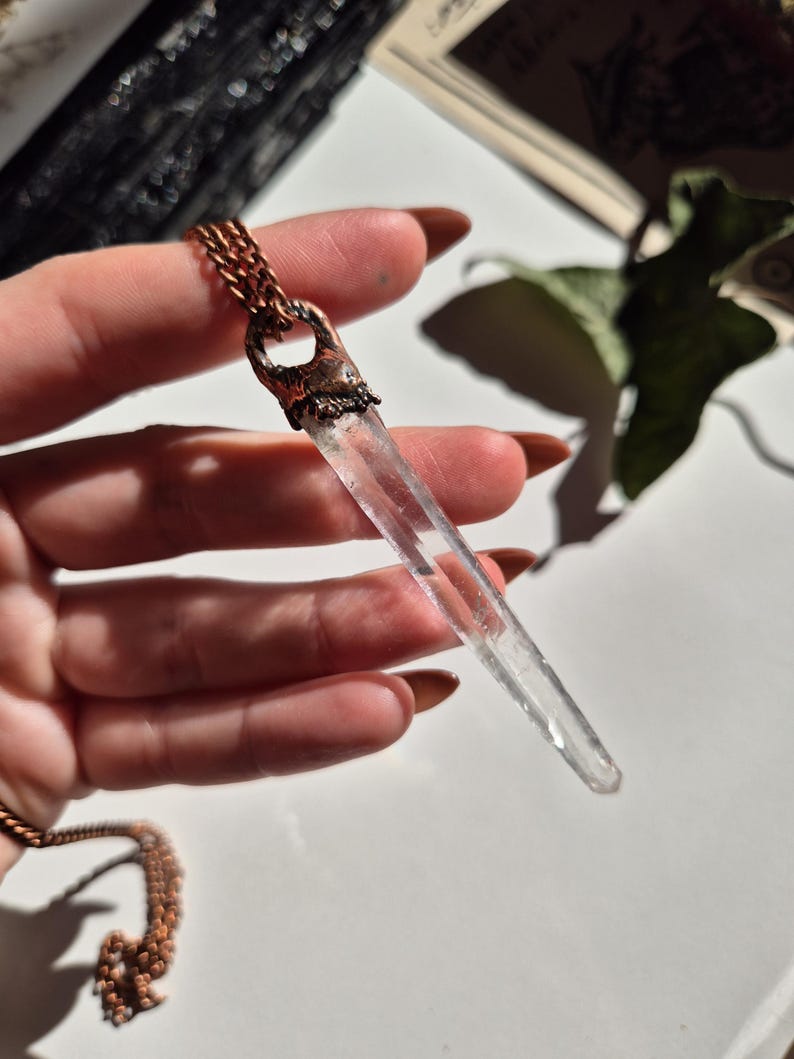 Diamantina Laser Quartz Point Copper Necklace ~ Electroformed Jewellery ...