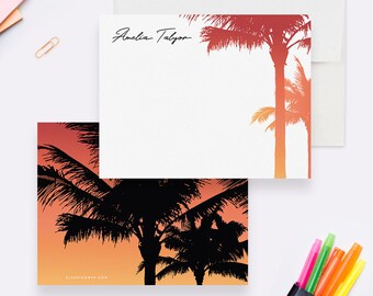 Palm Tree Note Card Set of 10 With Matching Envelopes - Etsy