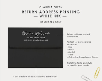 Return Address Printed on the Flap of Your Envelopes in Black - Etsy