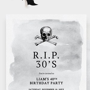 RIP 30's Birthday Party Invitation Editable Template, 40th Birthday ...