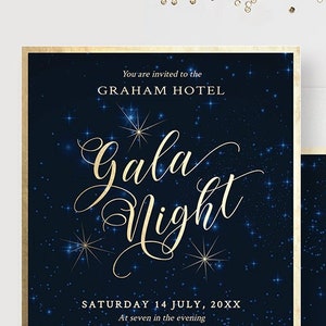 Editable Gala Night Party Invitation Gala Fundraiser Banquet Invitation ...