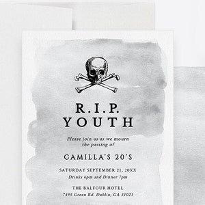 RIP Youth Invitation Editable Template RIP 20s Death to My - Etsy Australia