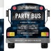 Party Bus Invitation Template, Birthday Bus Invites for Kids and Adults ...
