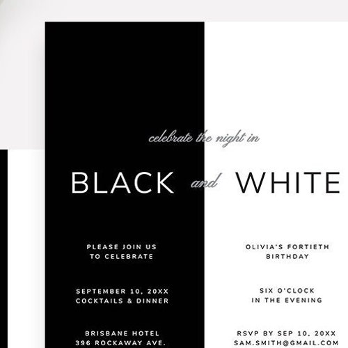 Black and White Party Invitation Editable Template Black and - Etsy