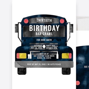 Bar Crawl Party Bus Invitation Editable Template, Birthday Pub Crawl ...