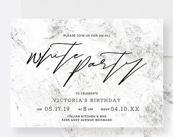 All White Party Invitation White Party Invitation Summer - Etsy