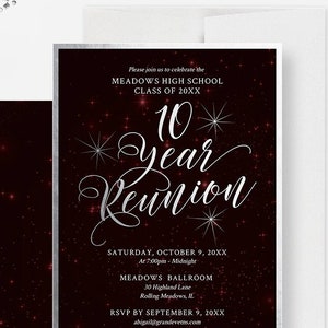 10 Year Reunion Party Invitation Template, High School 10th Year Class ...