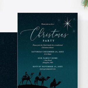 Religious Christmas Party Invitation Editable Template, Christian ...