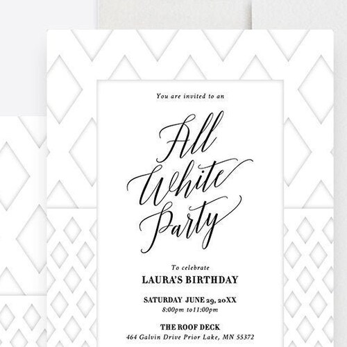 All White Party Invitation Printable Editable Template Adult - Etsy