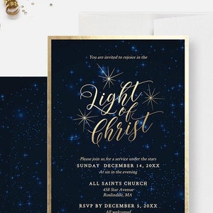 Religious Party Invitation Editable Template, Light of Christ Printable ...