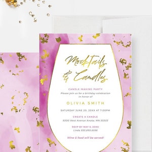 Mocktails and Candles Editable Party Invitation, Candle Making Template ...