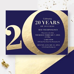 20th Business Anniversary Party Invitation Twenty Years of - Etsy